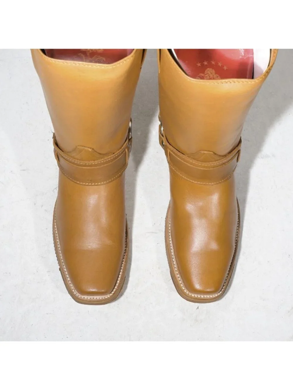 Joe Boots | Shoes | Vintage Tan Leather Harness Boots Square Toe ...